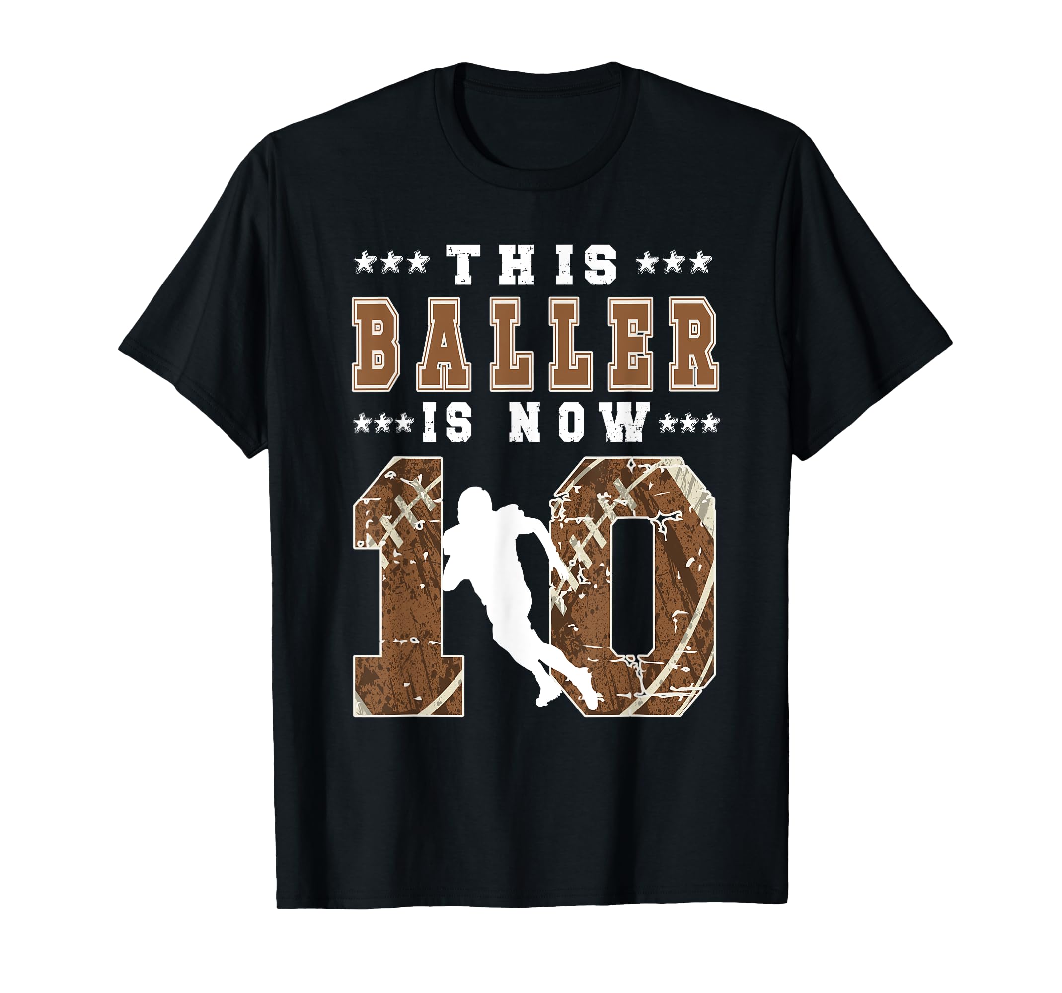 10th Birthday Football Boy Ten Year Old Football Player T-Shirt
