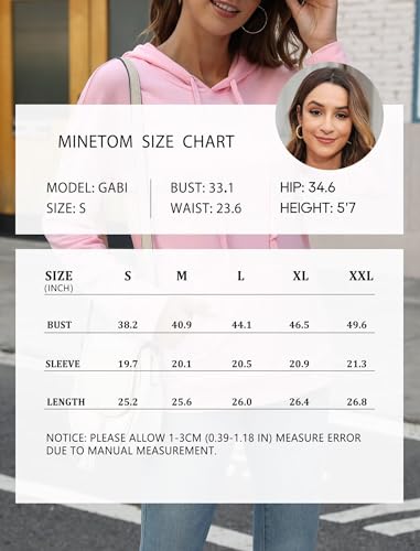 Minetom Women's Lightweight Pullover Hoodies Casual Long Sleeve Sweatshirts Tops with Pocket