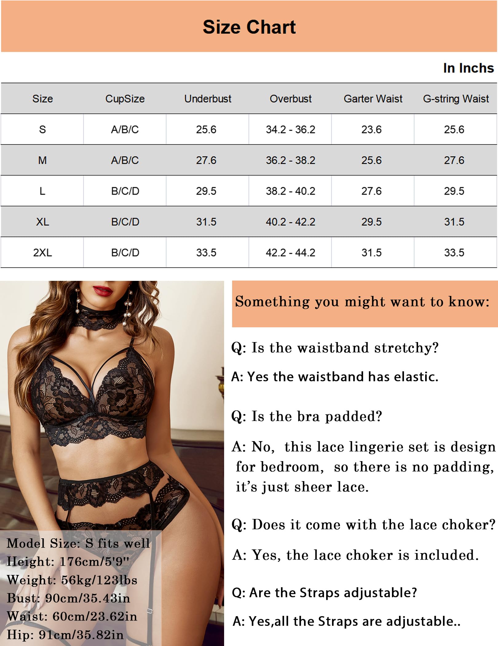 Avidlove Women Lingerie Set with Garter Belts Sexy Bra and Panty Set Lace Teddy Bodysuit(Black,S)
