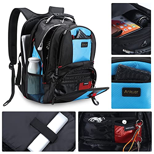 ANKUER Extra Large Travel Backpack for Men Women: 17 in Laptop Backpacks for School, Anti Theft TSA Travel Bag with USB Charging Port, Business Computer Bag (Blue)