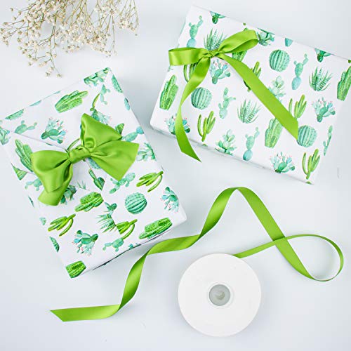 WRAPAHOLIC Wrapping Paper Roll - Watercolor Cactus Print for Wedding, Birthday, Holiday, Baby Shower Wrap - 30 inch x 33 feet