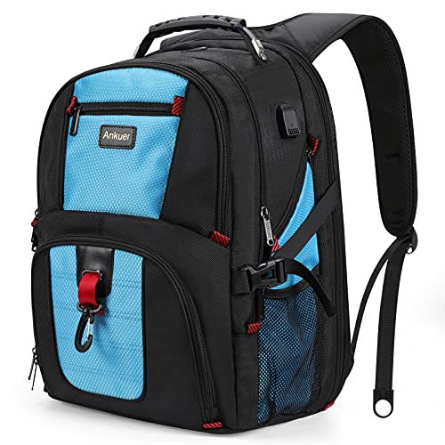 ANKUER Extra Large Travel Backpack for Men Women: 17 in Laptop Backpacks for School, Anti Theft TSA Travel Bag with USB Charging Port, Business Computer Bag (Blue)