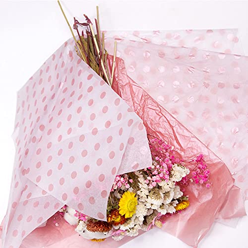 MR FIVE 50 Sheets Pink Gift Wrapping Tissue Paper Bulk,20" x 28",Tissue Paper for Gift Bags,DIY and Craft,Wrapping Paper for Weeding,Baby Shower,Birthday,Holiday