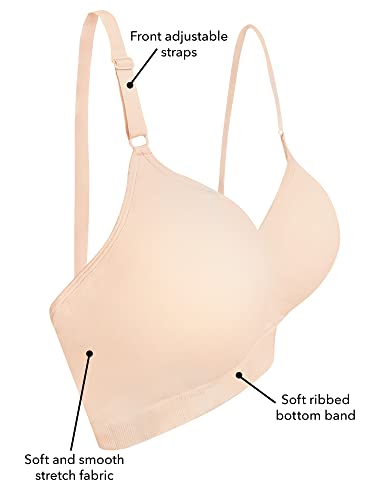 Fruit of the Loom Women's Seamless Wire Free Push-Up Bra, Black Hue/in The Buff 2-Pack, 38B