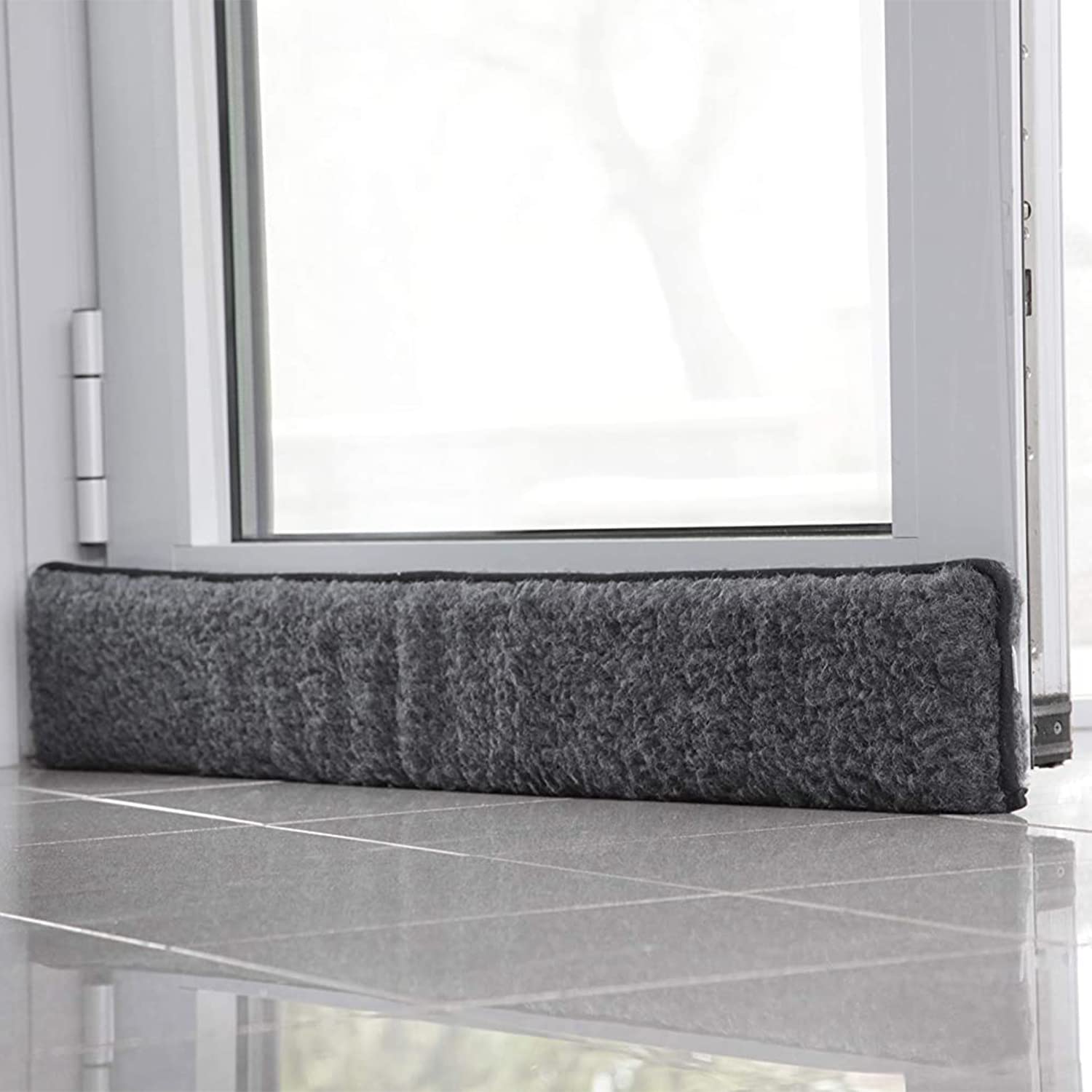 Wool Under Door Draft Stopper 36 inch Grey Under Door Noise Blocker Door Snake Draft Stopper for Bottom of Door Cold Air Blocker Door Seal Soundproofing Door Sweep Draft Guard