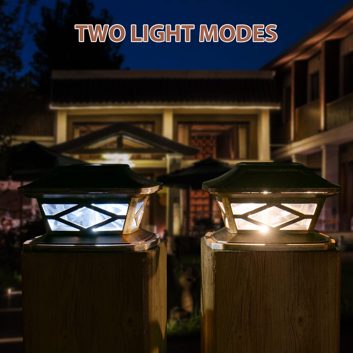 TWINSLUXES Solar Post Lights Outdoor 2 Modes Waterproof LED Solar Post Cap Lights for 3.5x3.5 4x4 5x5 and 6x6 Wooden&Vinyl Post,Solar Fence Cap Light for Garden/Patio/Porch Solar Powered(8 Pack)