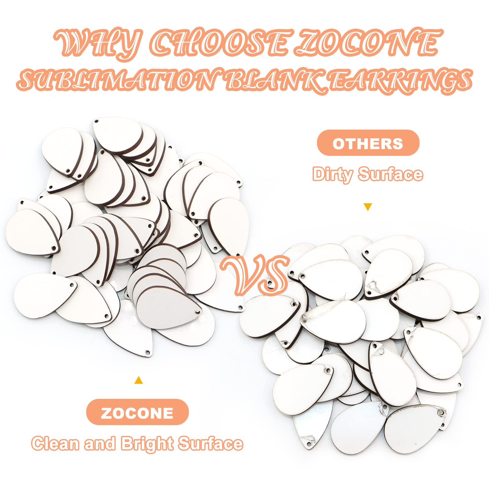 ZOCONE 60 Pcs Sublimation Earrings Blank Bulk, Sublimation Printing Earrings Unfinished Rectangular Heat Transfer Earring Pendant with Earring Hooks Cardboard Bags for Women DIY Earring (Teardrop)