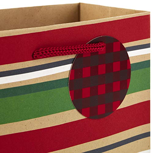 Hallmark Christmas Gift Bag Assortment, Traditional (Pack of 8; 3 Small 6", 3 Medium 9", 2 Large 13") Snowmen, Red Plaid, Kraft Stripes, "Joy" Wreath