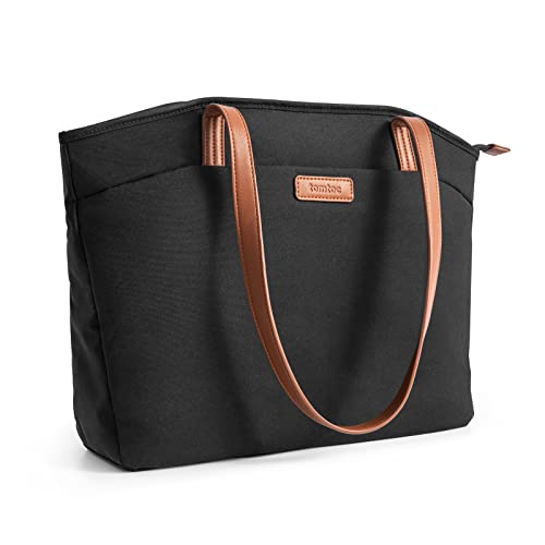 tomtoc Tote Bag for Women, Water-resistant Laptop Shoulder Bag Lightweight Large Capacity Shopping Bag for Daily Office Work, Business Travel Fits up to 16-inch MacBook Pro