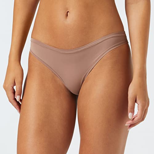Amazon Essentials Women's Cheeky Brazilian Underwear, Pack of 6, Black/Dusted Pearl, Large