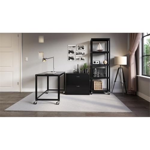 Hirsh Lateral Metal File Cabinet 30" W 2 Drawer Set Black with Front/Back Rails