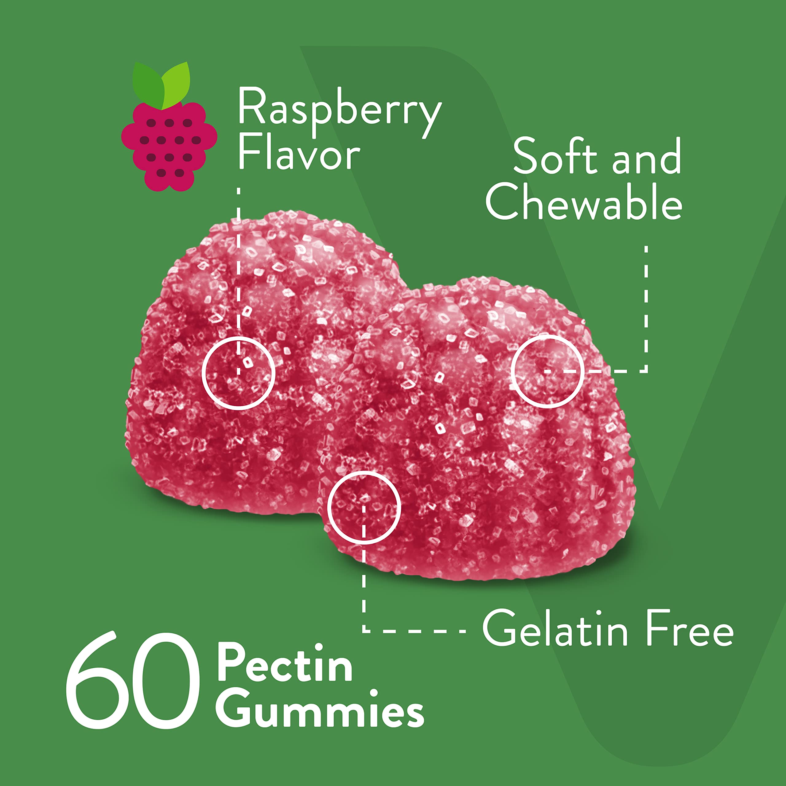 Magnesium Citrate Gummies for Adults & Teens - 66mg, Supports Calm Mood, Optimal Relaxation, Muscle Function - Vegetarian, Gelatin Free, GMO Free - Tasty Chewable Raspberry Flavored Gummy