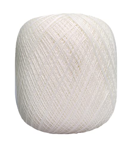 Ciruclo Queen Yarn for Crocheting and Knitting Yarn - 100% Egyptian Cotton Yarn, Combed, Gassed and Mercerized - Crochet Thread - Lace Thread, 8/2, 741 yds, 3.5 oz – White Yarn, 8001