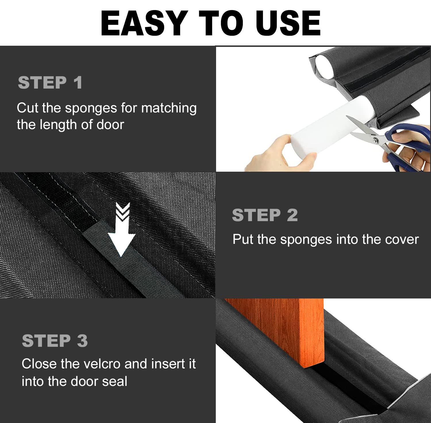 WEXHUG Waterproof Twin Door Draft Stopper Adjustable Size 30" to 36" Weather Stripping Noise Blocker Window Breeze Blocker (Black)…