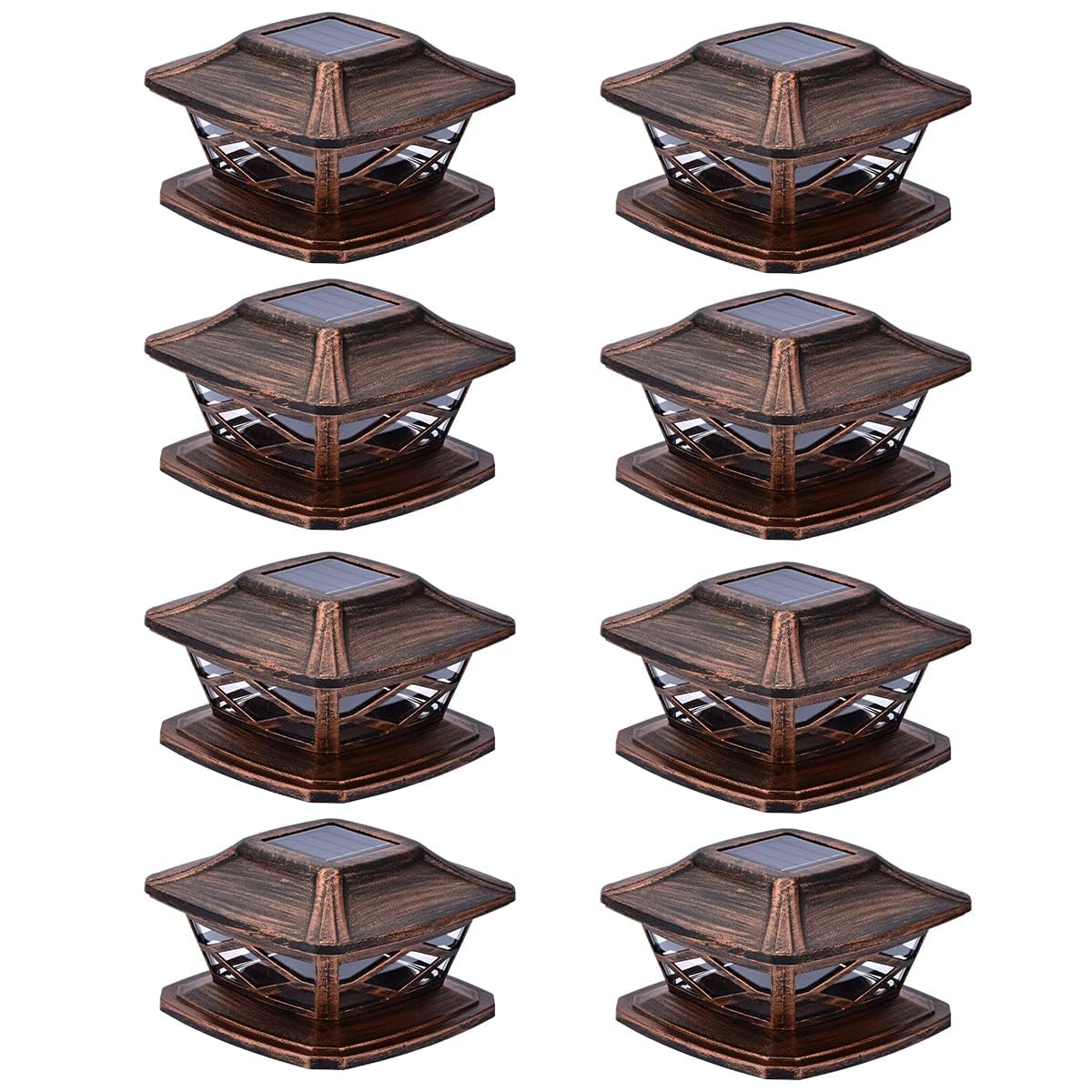 TWINSLUXES Solar Post Lights Outdoor 2 Modes Waterproof LED Solar Post Cap Lights for 3.5x3.5 4x4 5x5 and 6x6 Wooden&Vinyl Post,Solar Fence Cap Light for Garden/Patio/Porch Solar Powered(8 Pack)