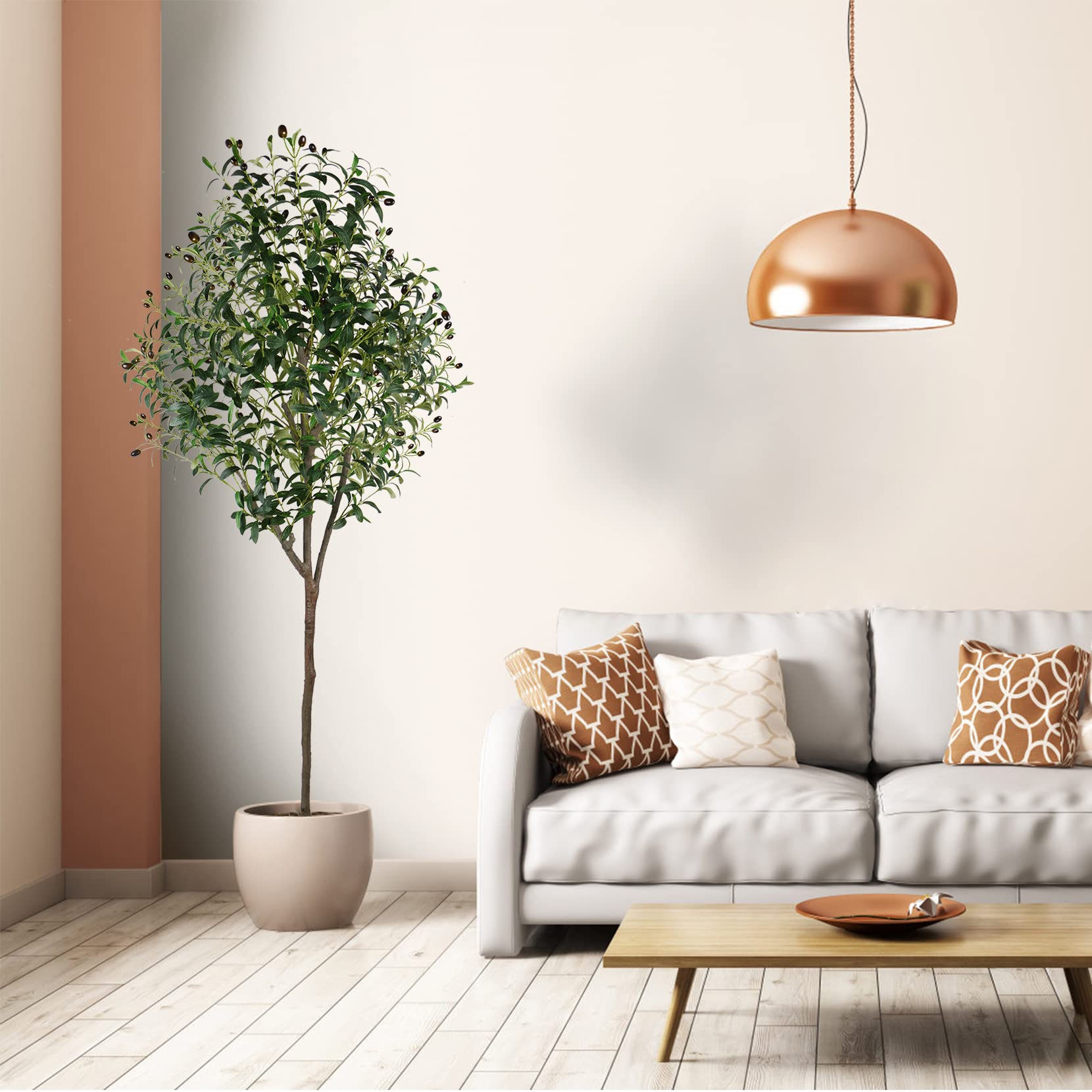 HaiSpring Artificial Olive Tree 6ft (71'') Fake Silk Perfect and Realistic Tall Artificial Plants, Suitable for Modern Living Rooms House Office Outdoor Garden & Housewarming Party Decor, 1080 Leaves