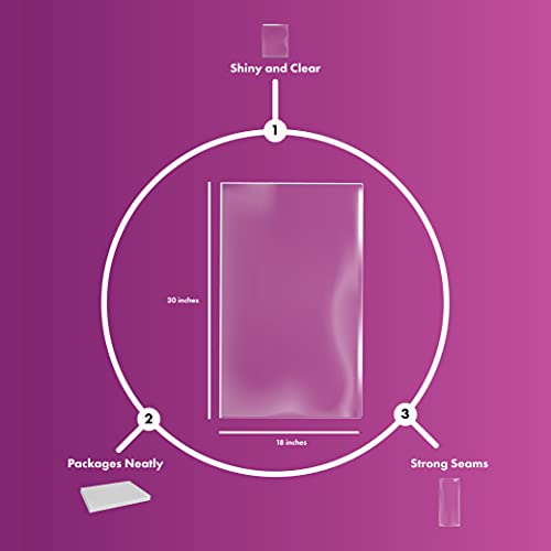 Purple Q Crafts Clear Basket Bags, 10 Pack, Clear Cellophane Wrap for Baskets & Gifts 18"x 30" 1.5 Mil Thick Easter Basket Bags(10)