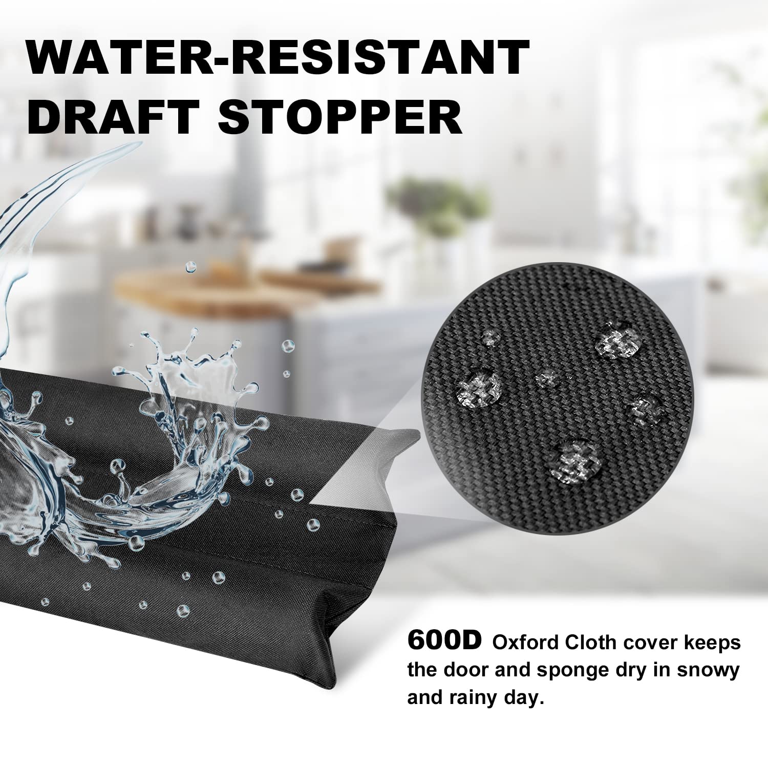 WEXHUG Waterproof Twin Door Draft Stopper Adjustable Size 30" to 36" Weather Stripping Noise Blocker Window Breeze Blocker (Black)…