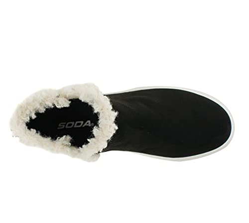 Soda Figure Women’s Faux Fur Trim Fashion High Top Slip On Sneaker Bootie (Black, Numeric_7)