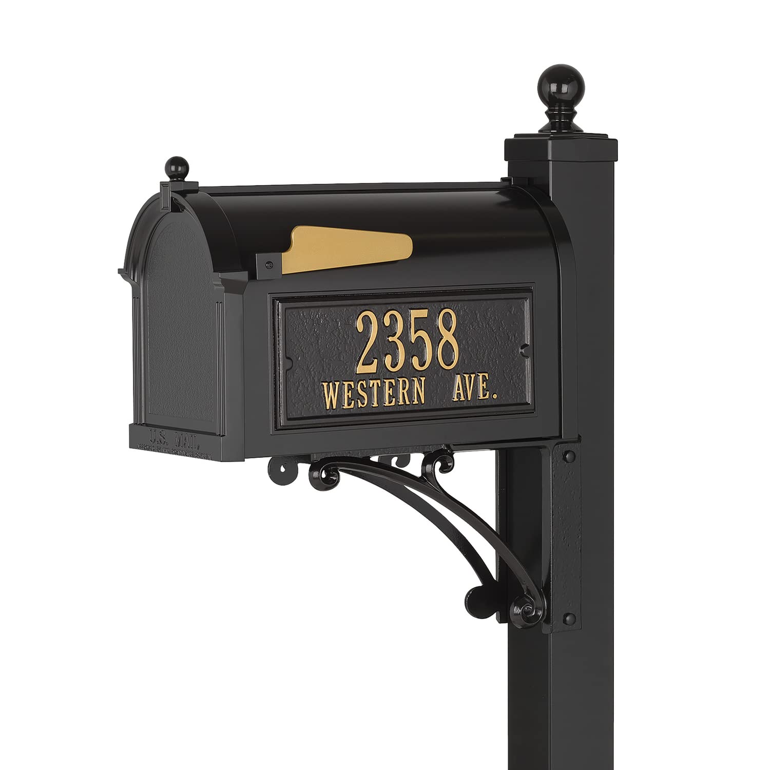 Whitehall Deluxe Streetside Mailbox Package,Black,Extra Large,70726