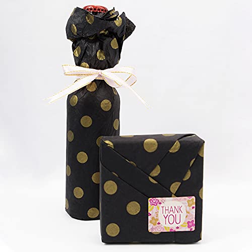 MR FIVE 30 Sheets Black Gold Polka Dot Tissue Paper Bulk,20" x 28",Gift Wrapping Tissue Paper,Black Tissue Paper for Gift Bags,DIY and Crafts,Wrapping Paper for Graduation,Birthday,Holiday