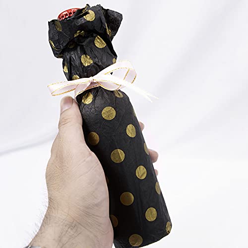 MR FIVE 30 Sheets Black Gold Polka Dot Tissue Paper Bulk,20" x 28",Gift Wrapping Tissue Paper,Black Tissue Paper for Gift Bags,DIY and Crafts,Wrapping Paper for Graduation,Birthday,Holiday