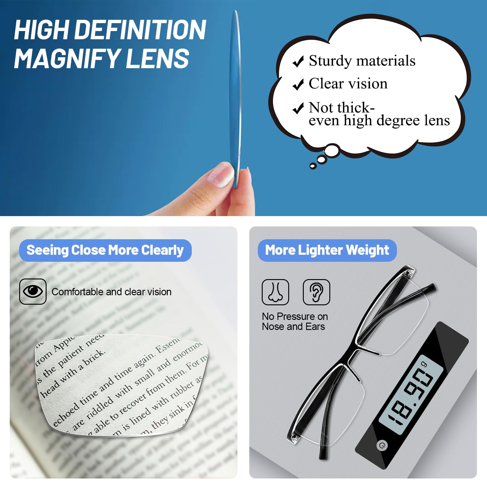 WEMOOTANTS 4 Pack Blue Light Blocking Reading Glasses 1.5 Men Women Glare UV Filter Blocker Readers 1.0 1.25 1.5 1.75 2.0 2.25 2.5 2.75 3.0 3.5 4.0 Black, 1.50