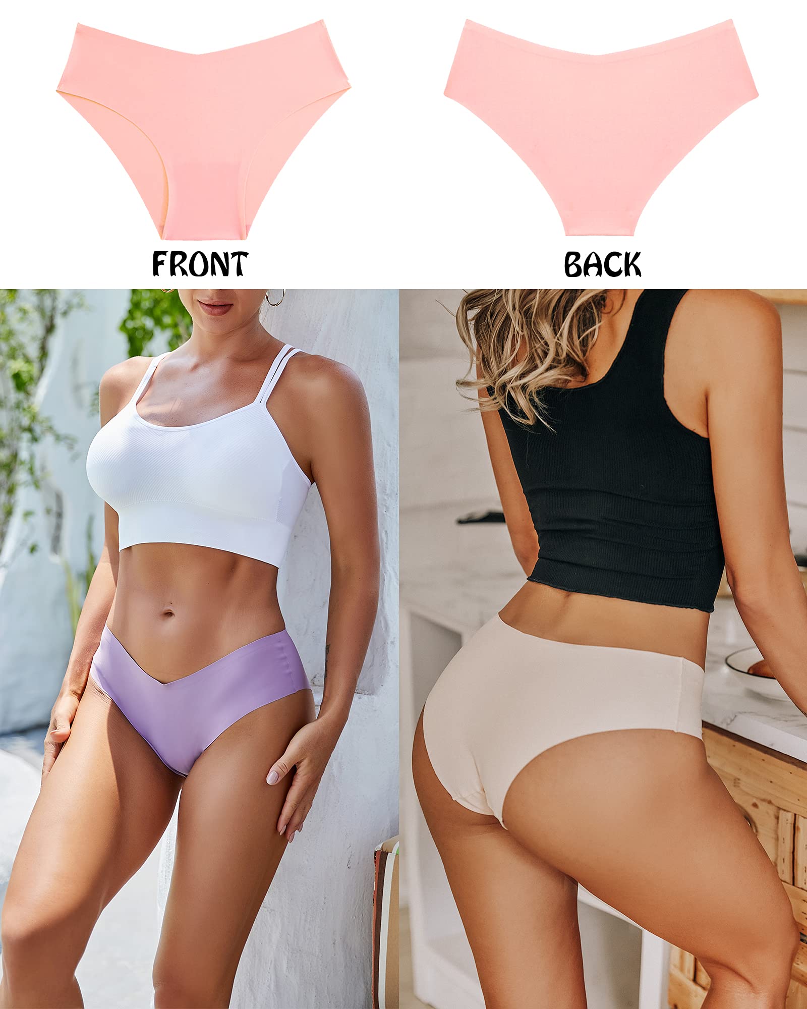 ROSYCORAL Women’s Seamless Bikini Panties Soft Stretch Invisibles Briefs No Show Hipster Underwear cheeky 9 pack XS-L (M)