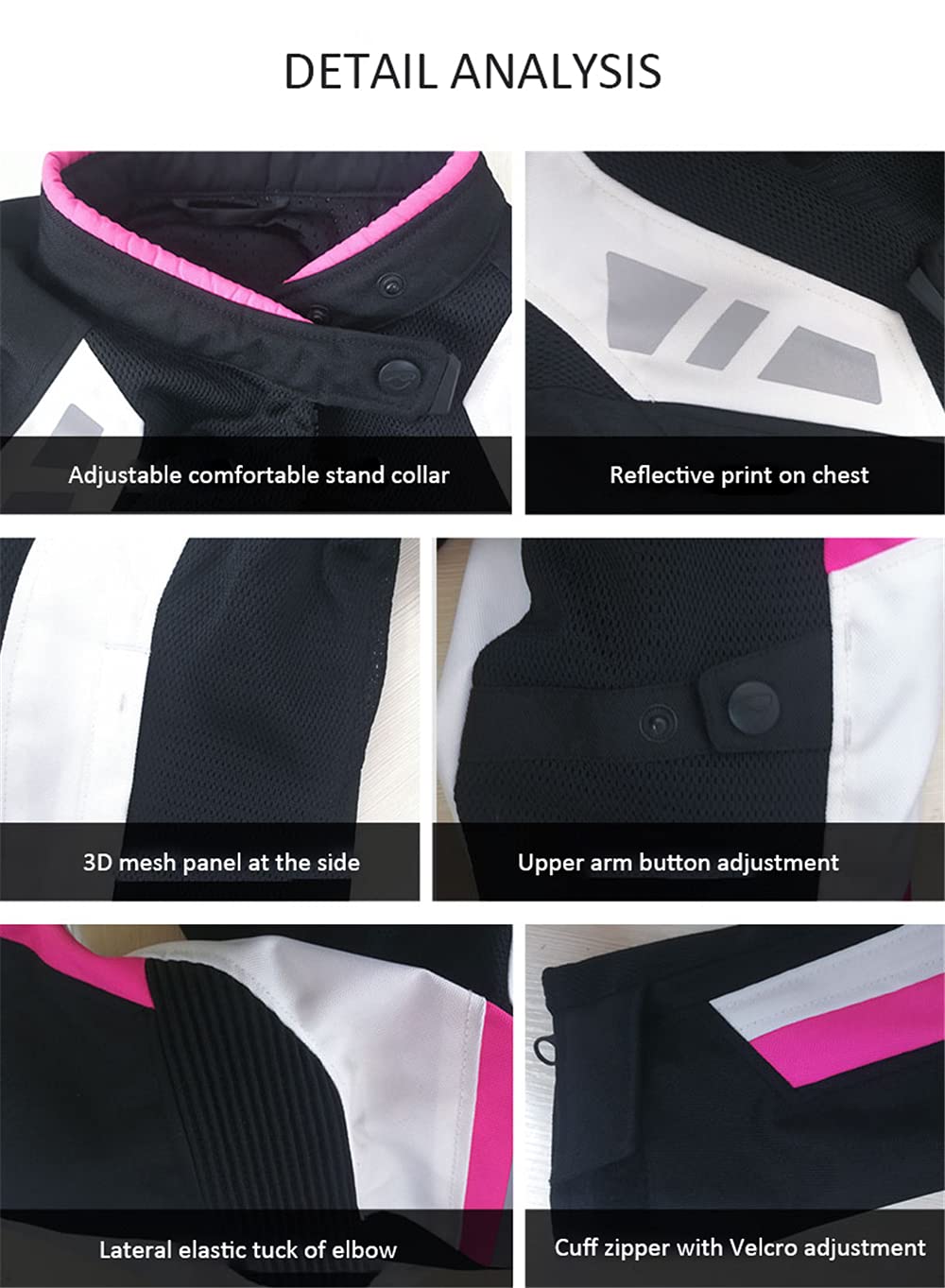 DUHAN Women's Motorcycle Jacket Summer Breathable Motorbike Moto Jacket Riding Ladies Clothing with removable protective gear (Pink, X-Large)