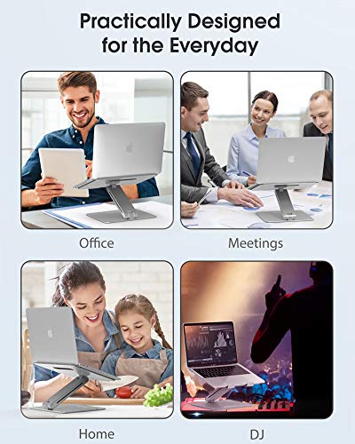 AboveTEK Laptop Stand, Adjustable Portable Computer Riser, Ergonomic Aluminum Notebook Desktop Holder for Desk, Compatible with MacBook Pro, Air, HP, Fits Up to 17 Inch Laptops, Silver