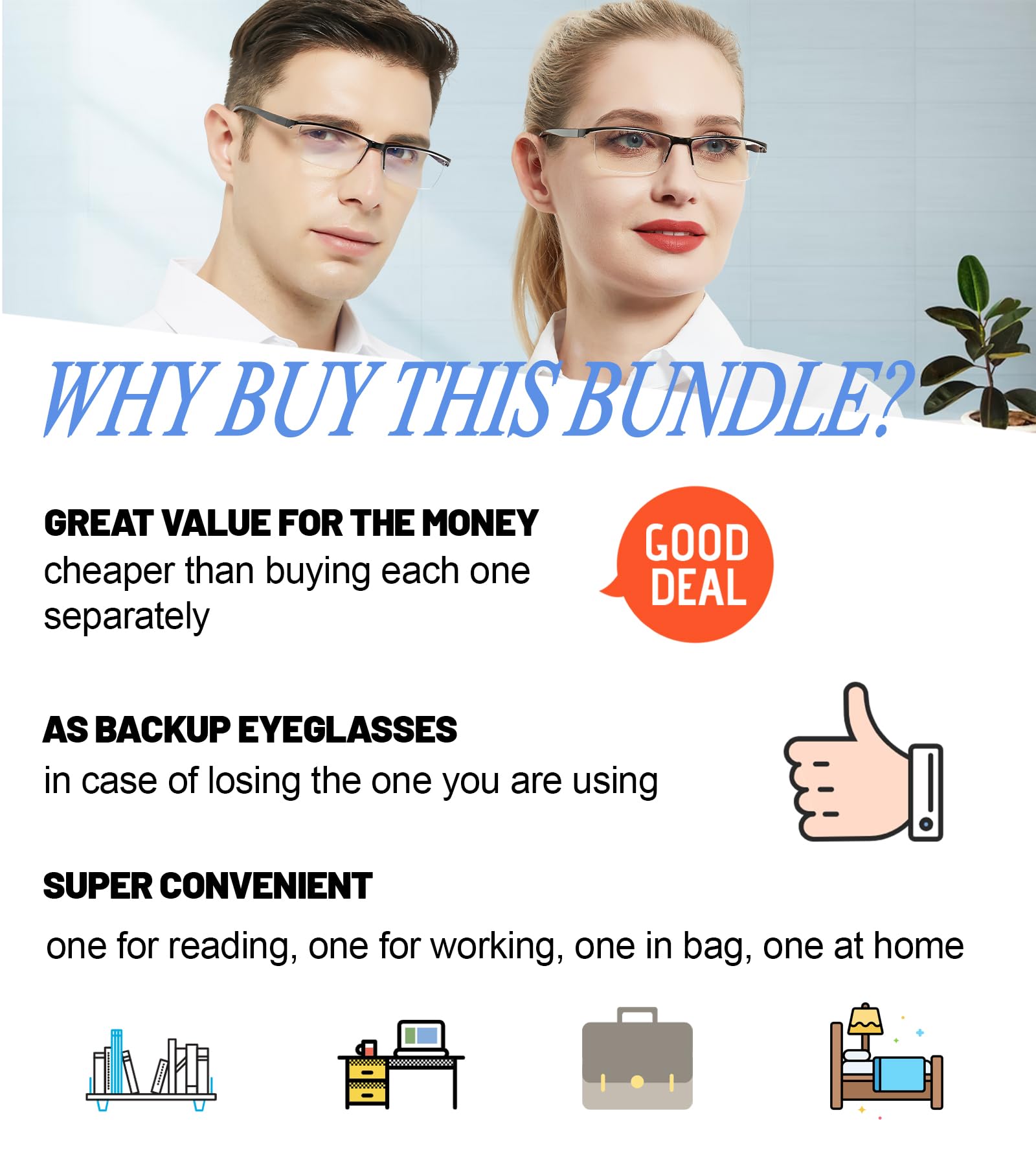 WEMOOTANTS 4 Pack Blue Light Blocking Reading Glasses 1.5 Men Women Glare UV Filter Blocker Readers 1.0 1.25 1.5 1.75 2.0 2.25 2.5 2.75 3.0 3.5 4.0 Black, 1.50
