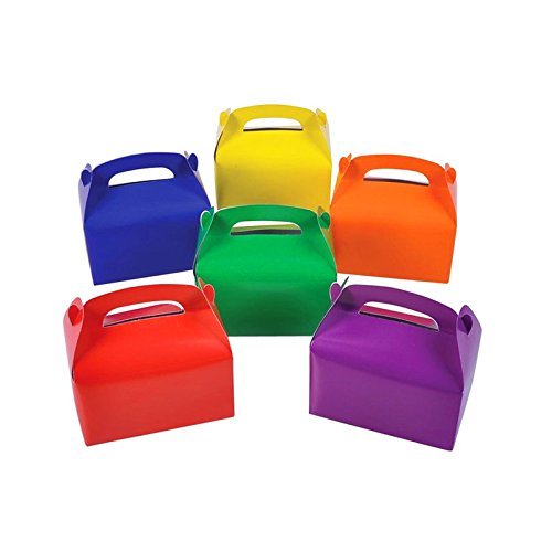 Adorox (6 x 3.5 x 3.25, Assorted 12Pk Large Lightweight Assorted Bright Rainbow Colors Cardboard Favor Boxes Treat Goody Bags Birthday Party Event Gift Christmas Holidays Thanksgiving Easter Halloween Mothers Day