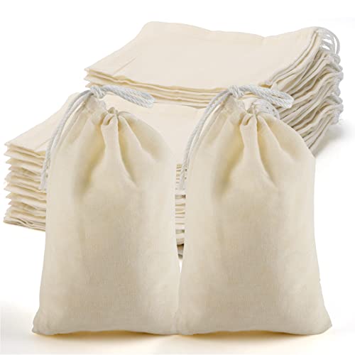 50PCS Muslin Bags with Drawstring, 4X6" Cotton Drawstring Bags Sachet Bag, Reusable Small Cloth Bags for Jewelry Pouch, Party Wedding Home Storage