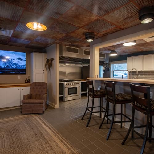 From Plain To Beautiful In Hours 261 Ridged Metal PVC 2' x 2' Lay-in Ceiling Tile (Covers / 40 sq.ft), Old Tin Roof, 10 Piece