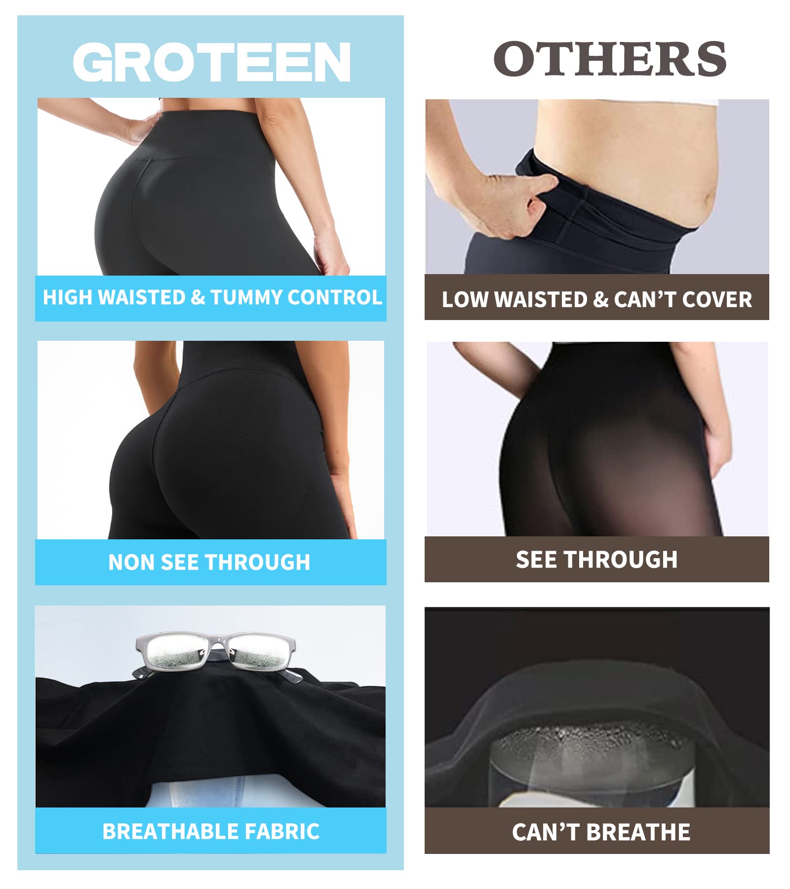 3 Pack Leggings for Women Butt Lift High Waisted Tummy Control No See-Through Yoga Pants Workout Leggings (3 Pack Black/Black/Black, Small-Medium)