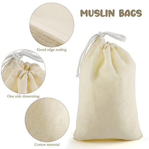 50PCS Muslin Bags with Drawstring, 4X6" Cotton Drawstring Bags Sachet Bag, Reusable Small Cloth Bags for Jewelry Pouch, Party Wedding Home Storage