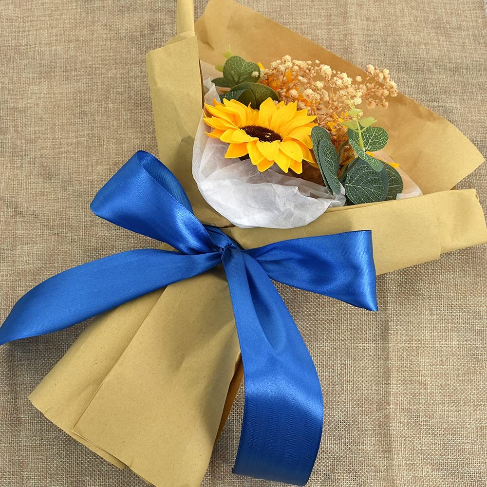 TONIFUL 2 Inch x 25 Yards Wide Royal Blue Satin Ribbon Solid Fabric Ribbons Roll for Valentine's Day Crafts Gift Wrapping Invitation Cards Floral Hair Bows Sewing Party Wedding Car Decoration