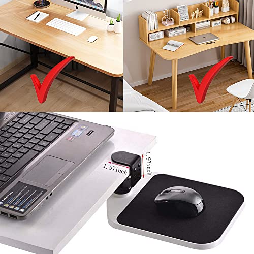 FUZADEL Mouse Platform Clamp On Under Desk Adjustable Mouse Tray Mount Swivel Mouse Tray Wrist Rest Rotating 360 Degree
