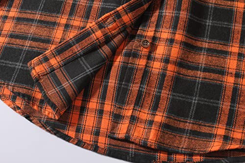 SSLR-Flannel-Shirts-for-Women-Long Sleeve Button Down Shirts Plaid Lightweight Casual (Large, Orange Black)
