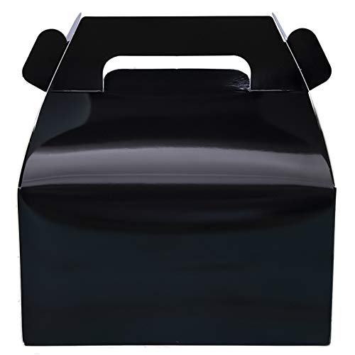 ONE MORE 25-Pack Gable Candy Treat Boxes,Small Black Goodie Gift Boxes for Halloween and Birthday Party Favors Box 6.2 x 3.5 x 3.5 inch