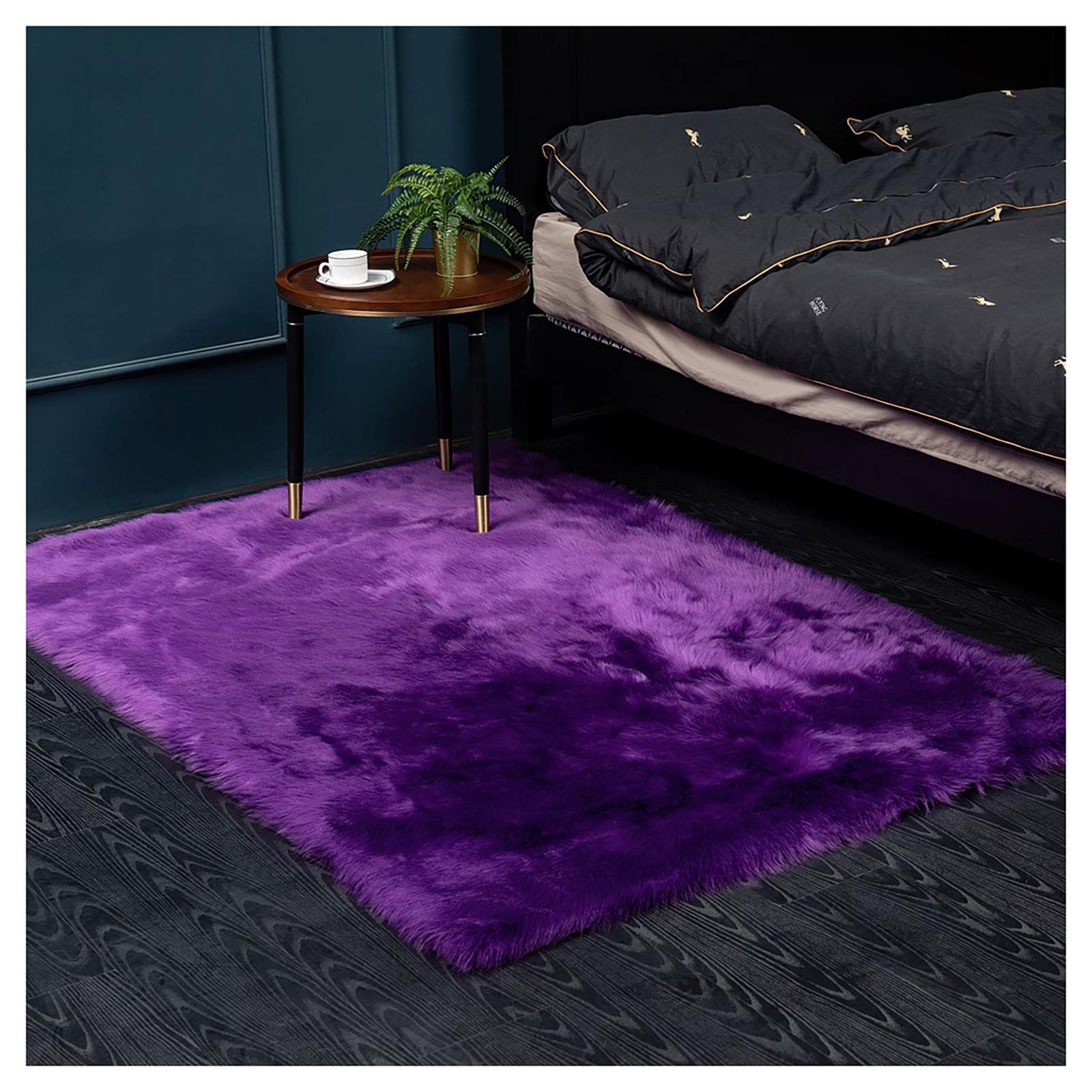 Evaner Carpets - Faux Fur Washable Rug,for Baby Nursery Room, Bedroom, Luxury Home Decor, shag Rug Soft Floor Plush Carpets, Durable Rubber Backing, Rectangle, 24X71 inches,Purple