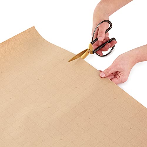 Hallmark Recyclable Kraft Wrapping Paper with Cut Lines (3 Rolls: 90 Sq. Ft. Ttl.) Minimalist Christmas, White Trees, Deer Antlers, Snowflakes on Brown Kraft for Holidays, Weddings, Winter Solstice