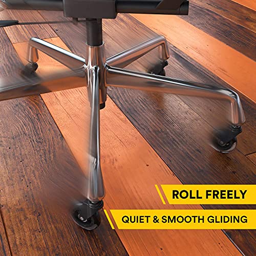 Office Chair Wheels Replacement Set of 5 - NO MORE CHAIR MATS - Office Chair Casters for HARDWOOD FLOORS - Smooth Rolling, Soft Rubber Desk Chair Wheels, Rollerblade Style Computer Chair Caster Wheels