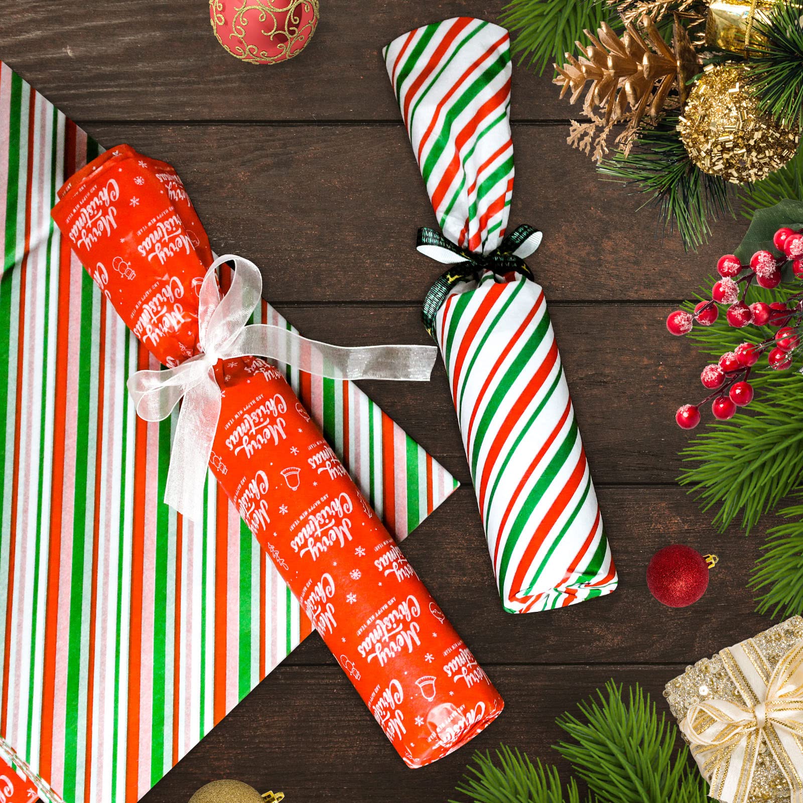 Hifunwu 160 Sheets Christmas Tissue Paper for Gift Wrapping Bags, Christmas Tissue Paper Bulk, Holiday Tissue Paper for Gift Bags Wrapping