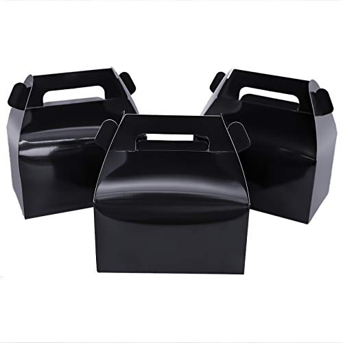 ONE MORE 25-Pack Gable Candy Treat Boxes,Small Black Goodie Gift Boxes for Halloween and Birthday Party Favors Box 6.2 x 3.5 x 3.5 inch