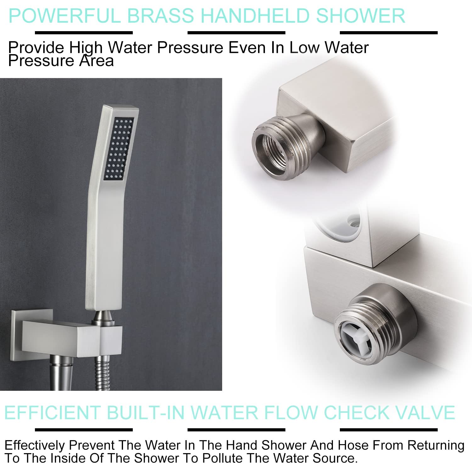 Kruzoo Shower System Rain 12 inches Brass Shower Faucet Set with Handheld Spray Mixer Set High Pressure Square Rainfall Shower Rough-in Valve (cUPC Certified Shower Valve Included) Brushed Nickel