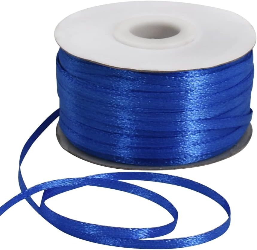 TONIFUL 2 Inch x 25 Yards Wide Royal Blue Satin Ribbon Solid Fabric Ribbons Roll for Valentine's Day Crafts Gift Wrapping Invitation Cards Floral Hair Bows Sewing Party Wedding Car Decoration