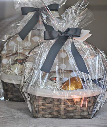Holvyt Large Clear Basket Bags, 20 Pack 32"x 46" Gift Wrap Cellophane Bags Plastic Package for Baskets and Gifts