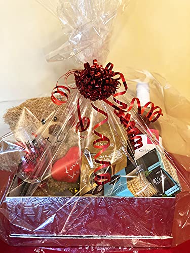 Holvyt Large Clear Basket Bags, 20 Pack 32"x 46" Gift Wrap Cellophane Bags Plastic Package for Baskets and Gifts