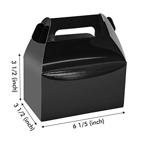 ONE MORE 25-Pack Gable Candy Treat Boxes,Small Black Goodie Gift Boxes for Halloween and Birthday Party Favors Box 6.2 x 3.5 x 3.5 inch